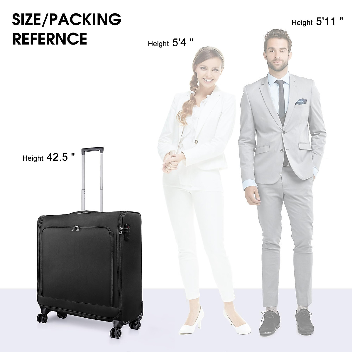 Bukere Rolling Garment Bags with Wheels for Travel, Wheeled Garment Luggage Bag with TSA Locks for Men and Women, 4 Spinner Wheels, Separate Suit Compartment, Checked-Large 26-Inch Suitcase