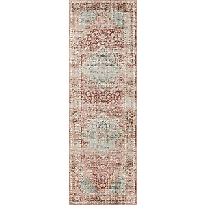 Loloi II Heidi Collection HEI-01 Area Rug 8' 6" x 11' 6" Terracotta/Aqua Rectangular 0.13" Thick