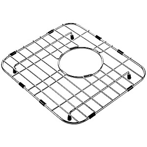 Brzkyr Universal Kitchen Sink Protector Grids, 13 9/16" X 11 5/8" Stainless Steel Sink Grid and Sink Protector with Rear Drain with Corner Radius 3-1/2", Sink Bottom Grid