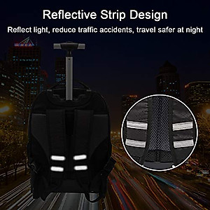 WEISHENGDA 18 inches Wheeled Rolling Backpack Small Suitcase Carry-on for Business Men Women College Books Laptop Travel Trolley Bag, Black