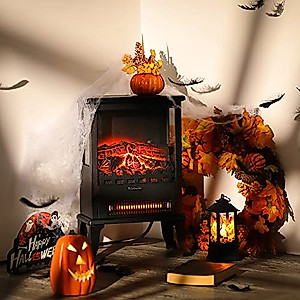 TURBRO Suburbs TS17Q Infrared Electric Fireplace Stove, 19" Freestanding Stove Heater with 3-Sided View, Realistic Flame, Overheating Protection, CSA Certified, for Small Spaces, Bedroom - 1500W