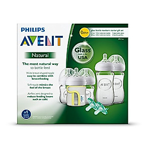 Philips Avent Natural Glass Bottle Baby Gift Set, SCD201/01