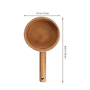 OUSIKA water Wooden Bath ladle Scoop Wood Spoon Kitchen Scoop Ladle Multipurpose Wooden Scoops Ladle Dipper Kitchen Large ladle Utensil Water Bailer Scoop scoop Spoon