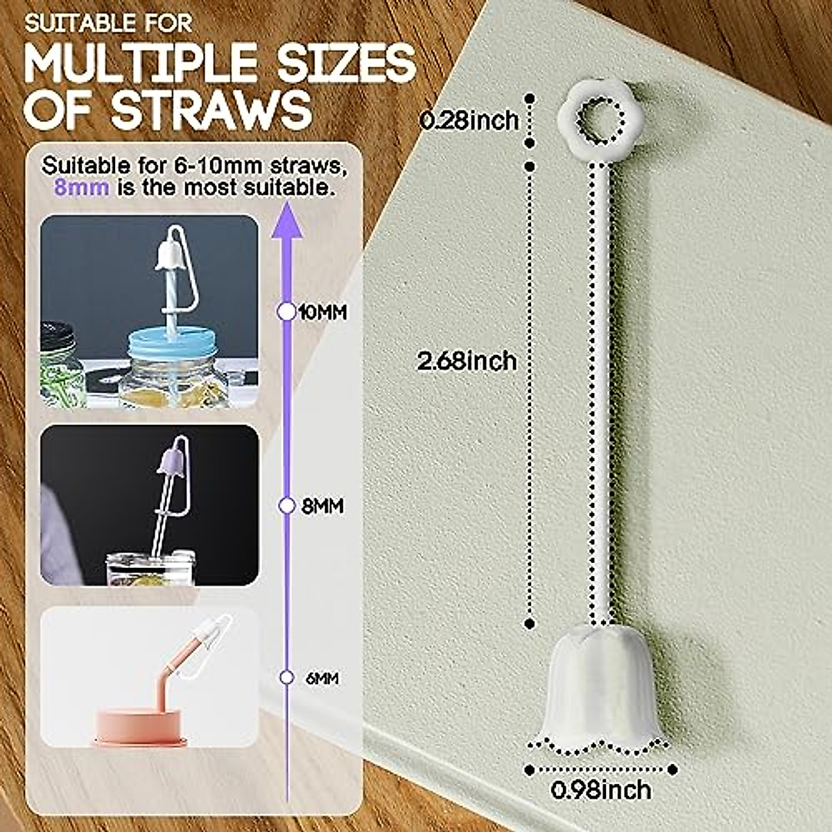 Neepanda 9Pcs Silicone Straw Cover Cap for Stanley Tumbler Cup, Reusable Drinking Straw Covers Easy to Clean, Dust-Proof Flower Straw Topper Compatible for 6-10m/0.23-0.4inch Straws (Multi color A)