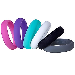 Honor Eternity Ring Women's Silicone Wedding Ring Band Premium (7), 6 Rings Pack