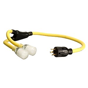 Coleman Cable 01914 3-Feet 10/3 Generator Power Cord Adapter L5-30P to (2) L5-20R
