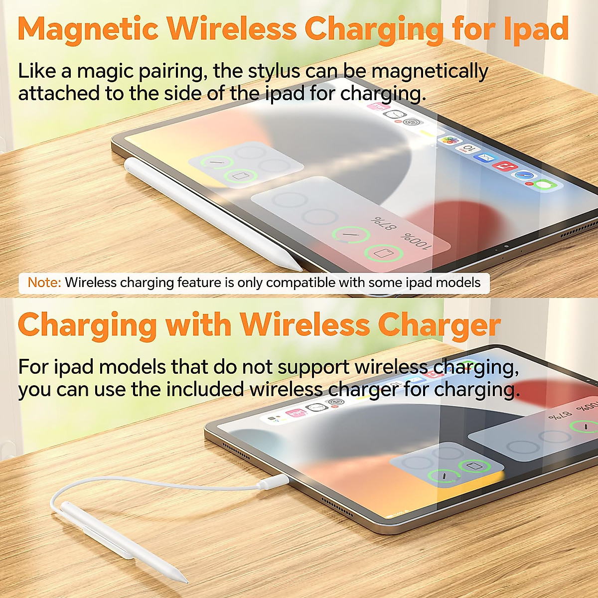 iPad Pencil 2nd Generation with Magnetic Wireless Charging, with Magnetic Wireless Charger for iPad 6/7/8/9/10,iPad Pro 11 12.9 inch,iPad Mini 5 6,Instead for Apple Pencil Pen