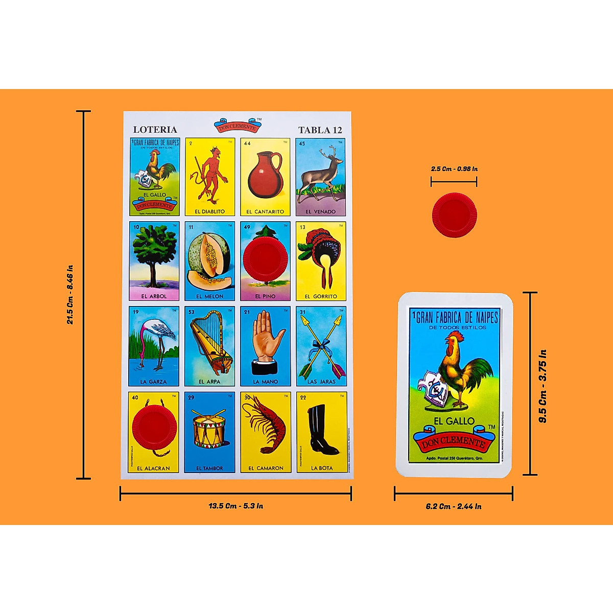 Loteria Mexican Bingo Game Kit - Loteria Bingo Game for 20 Players - Includes 1 Deck of Cards and Boards - with 100 Bingo Chips - for The Entire Family - Great for Learning Spanish.