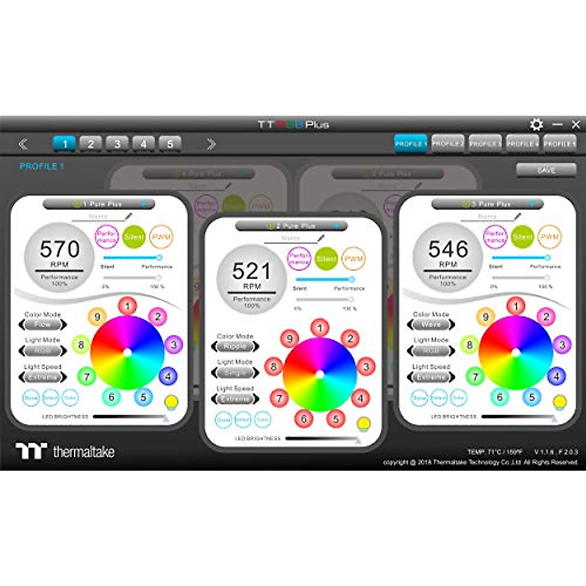 Thermaltake CL-F063-PL12SW-A Ventilateur Pure Plus RGB 12 TT 3 Pack - Black