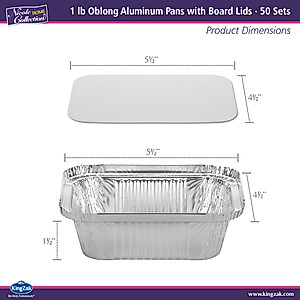 Nicole Home Collection Aluminum Pans With Lids - 50 Count - 1LB Oblong Pans (5"x4")- To Go Containers With Lids - Disposable Tin Foil Pans - Perfect For Catering, Meal Prep, Baking, Freezer Safe