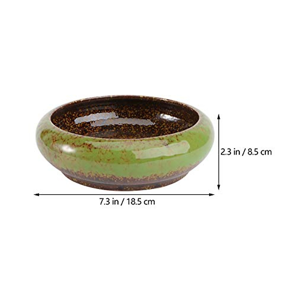 Succulent Pot, 18cm Ceramic Flower Pot with Drain Hole Round Glazed Planter, Hydroponic Gardening Pot Bonsai Pots for Cactus, (Green)