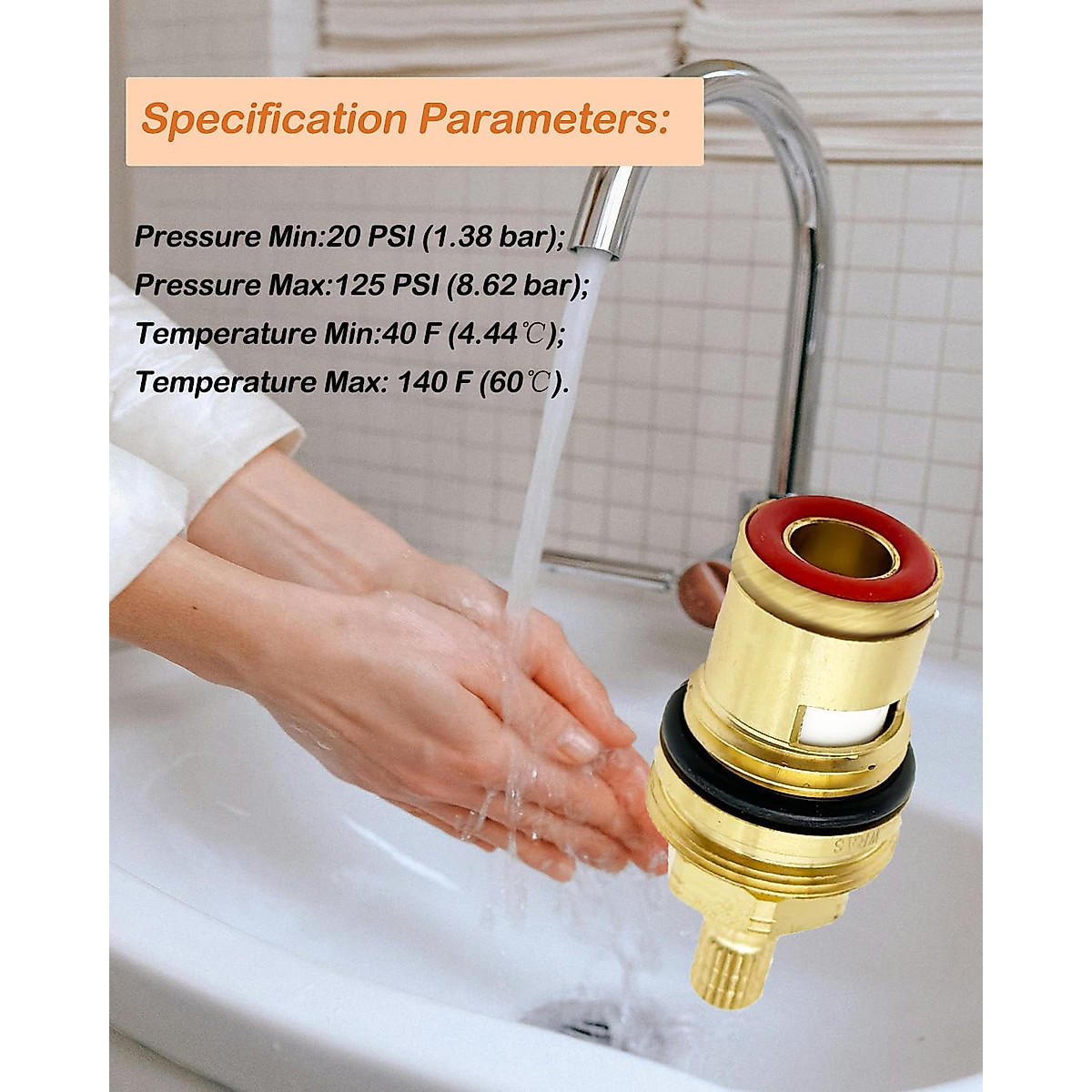 013787-45 Ceramic Cartridge Assembly Fits for T&S Brass Faucets, Pressure 20PSI-125PSI Temperature 40F-140F, Ceramic Cartridge Faucet Filter Replacement - HOT