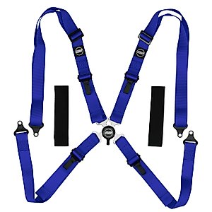 OpenWheeler Racing and Flight Simulation Cockpit Four Point Harness. Virtual Reality add-on. Blue