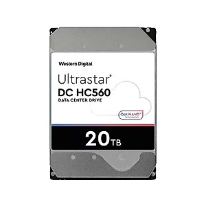 WD Ultrastar DC HC560 WUH722020ALE6L4 20 TB Hard Drive - 3.5" Internal - SATA (SATA/600) - Conventional Magnetic Recording (CMR) Method - Storage System, Video Surveillance System Device Supporte
