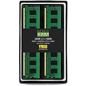 NEMIX RAM 16GB (2X8GB) DDR3 1600MHZ PC3-12800 2Rx8 1.35V 240-PIN Non-ECC UDIMM Unbuffered Desktop Memory KIT