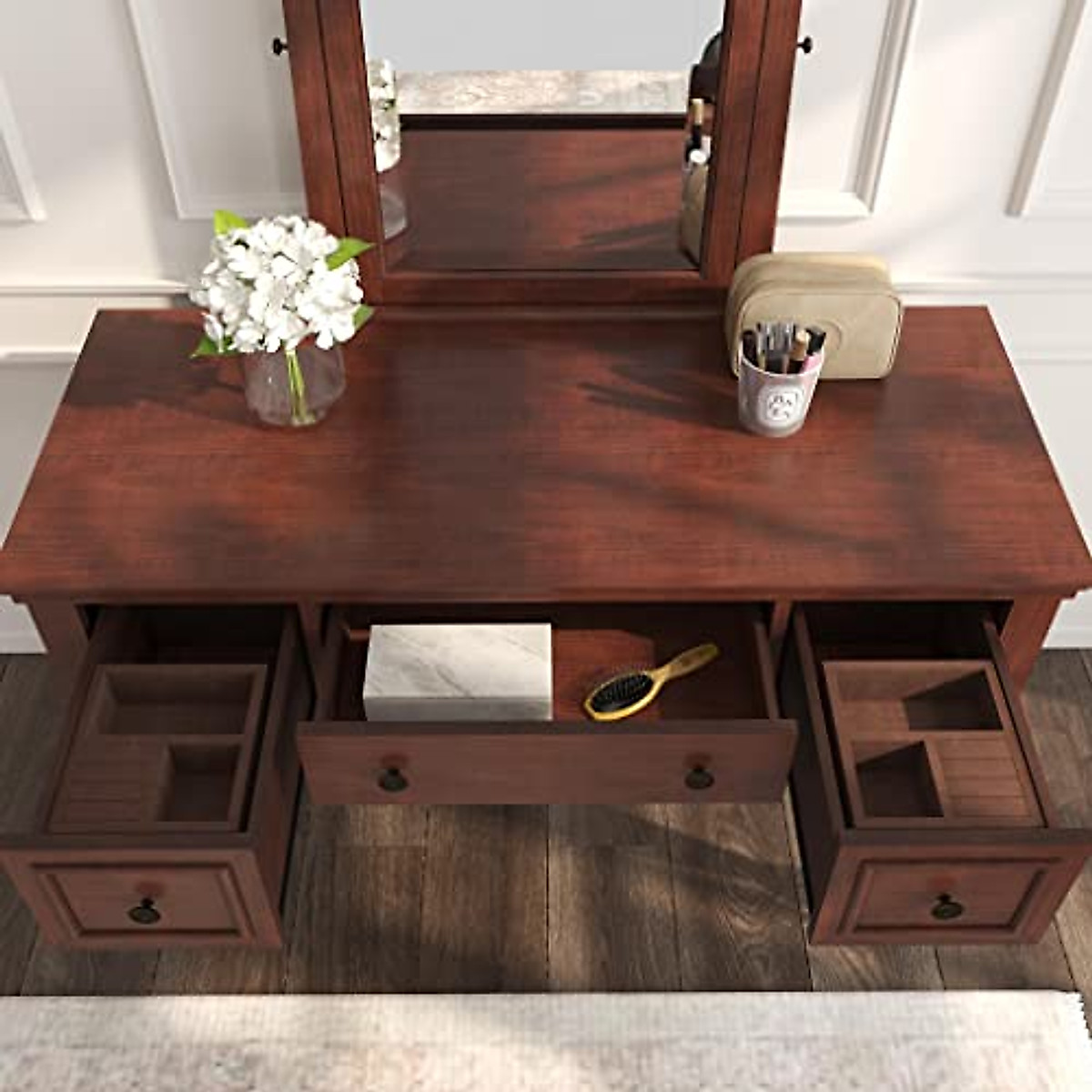 Lafayette Cherry Vanity Table and Bench by Home Styles