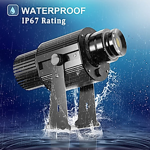 GEZHOUBA 35 Watts Custom Logo GOBO Projector Lights Outdoor, LED GOBO Projector Lamp IP67 Waterproof for Business Store Front Advertising and Wedding, Projected Image Effect On Wall Floor