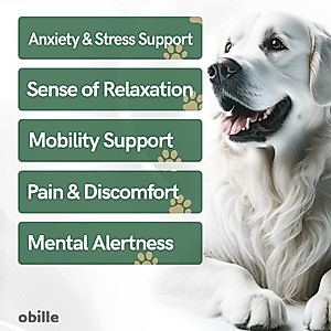 Obille Hemp Calming for Dogs 160 Chews 12oz – Calming Chews for Dogs Anxiety Relief, Everyday Stress Relaxation – with Hemp Oil, Flax Seed Meal, Melatonin, Valerian and Chamomile Extract