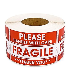 Methdic 2"x 3" Fragile Stickers 500 Labels Per Roll Strong Adhesive (Handle with Care ,Do Not Drop ,Thank You) Labels for Shipping and Moving