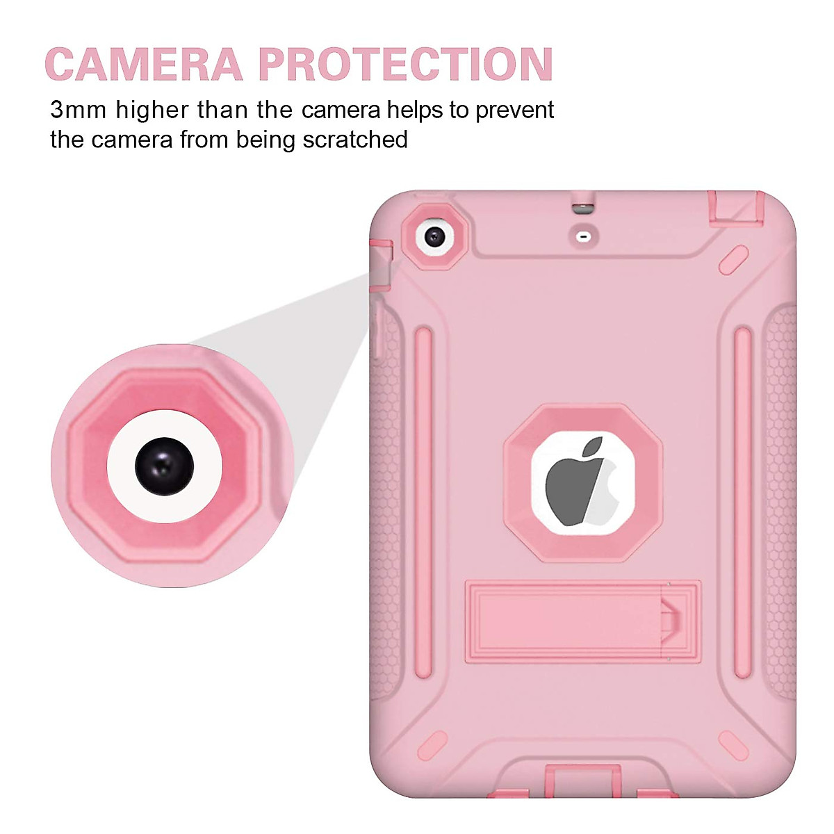 MAKEIT CASE iPad Mini Case, iPad Mini 3 Case Heavy Duty Hybrid Shockproof Protective Silicone and PC Hard Case Full-Body Rugged Protective Case with Kickstand for iPad Mini 1/2/3