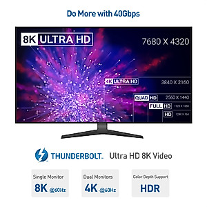 Cable Matters [Intel Certified] 40Gbps Active Thunderbolt 4 Cable with 100W Charging and 8K Video & [Intel Certified] 40Gbps Thunderbolt 4 Cable 3.3ft with 8K Video and 100W Charging