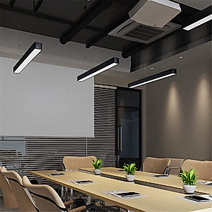 RUNNUP LED Strips Architectural Suspended Direct Indirect Linear Linkable Dimmable Office Light Fixture 32W/3500LM/6000K Commercial Lighting Market Garage Basement Black Finish 47.27inch