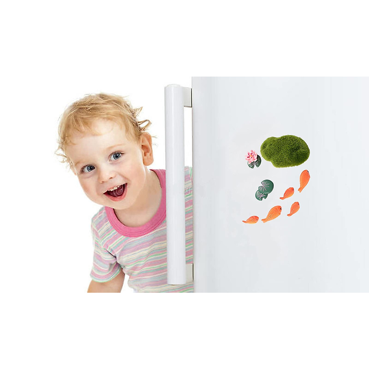 8 Pack Strong Refrigerator Magnets 3D Lotus Pond Carp Fridge Magnets, Cute Magnets Decorative Office Kitchen Whiteboard Locker