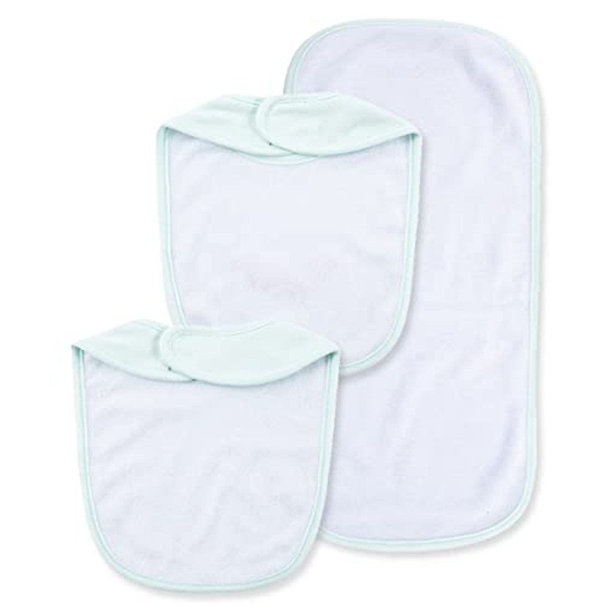 Little Me Baby Girls' 3 Piece Bib and Burp Set, Floral, Mint Print, One Size