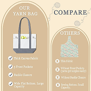 LeCorner Yarn Bag, Canvas Tote Crochet Bag Organizer, Lightweight Yarn Storage Knitting Bag for Crocheting, Portable Travel Crochet Bags and Totes, Crochet Accessories, Knitting Kit Holder