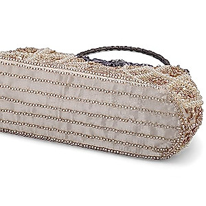AIJUN Womens Vintage Beaded Evening Bag Sequin Clutch Purses for Women Wedding Clutches Prom Cocktail Party Handbags(Champagne)
