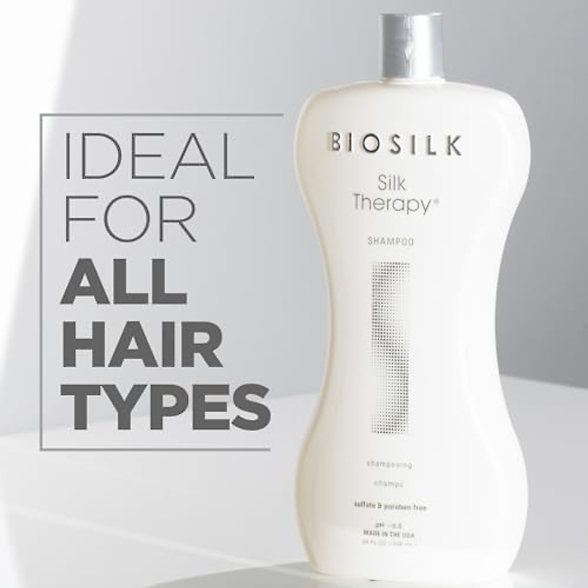 BioSilk Silk Therapy Shampoo, Gentle Hair Cleanser Delivers Healthy & Shiny Hair, Great For All Hair Types, Sulfate, Paraben, & Cruelty-Free, 34 Oz