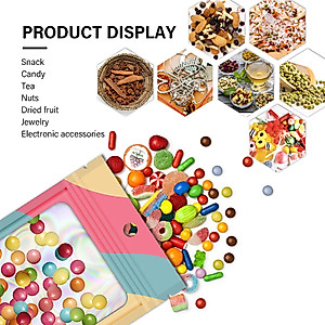 VEEMOS 100 Pieces Resealable Bags with Clear Window, Holographic Multicolored Packaging Bags Transparent Small Business Party Mylar Ziplock Bags 3.5 Inch Sample Bags