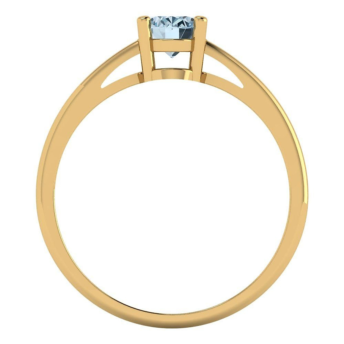 Clara Pucci 1.0 ct Oval Cut Solitaire Natural Swiss Blue Topaz VVS1 Engagement Bridal Promise Anniversary Ring 18k Yellow Gold Size 9.5