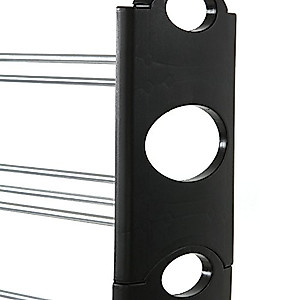 Crazyworld 10 Tier Stainless Steel Shoe Rack / Ribbon Storage Stackable Shelves, Holds 50 Pairs Of Shoes,60.6" x 38.2" x 7.5" ,Black & Silver