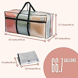 VENO 4 Pack Extra Large Moving Bags, Heavy Duty Storage, Moving Boxes, Large Storage Bins with Lids Alternative for College, Christmas Tree, Packing Supplies Essentials (Clear, 4 Pack)