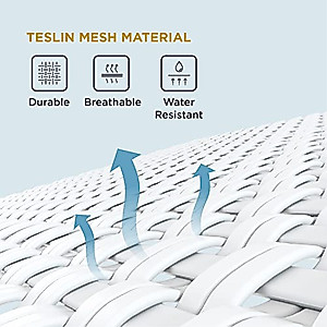 Lesure Raised Dog Cot Beds for Large Dogs - Outdoor Elevated Dog Bed Large - Striped Indoor & Outside Pet Bed with Skid-Resistant Feet & Breathable Textilene Mesh, Fits up to 125lbs, Grey