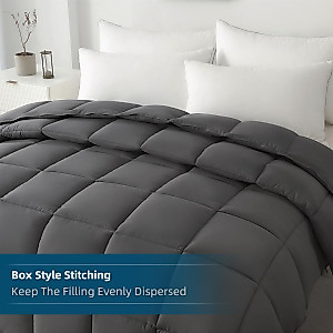 Soft Oversized King Comforter 120"x120" Extra Large Lightweight Quilted Down Alternative All Season Fluffy Breathable Microfiber Grey