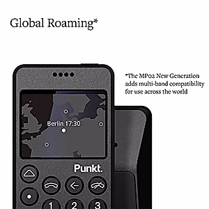 Punkt. MP02 New Generation 4G LTE Minimalist Mobile Phone, Unlocked, Nano-SIM, Wi-Fi Hotspot, Digital Security, 2GB RAM+16GB Storage, 1280 mAh Battery, Multiband – Black