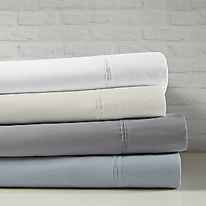 600 Thread Count Cotton Rich Queen Size Sheets Set Light Blue, Easy Care Ultra Soft & Silky Sateen Weave Deep Pocket Sheet Set (1 Flat, 1 Fitted Sheet & 2 Pillowcases), Fall Bedding Set