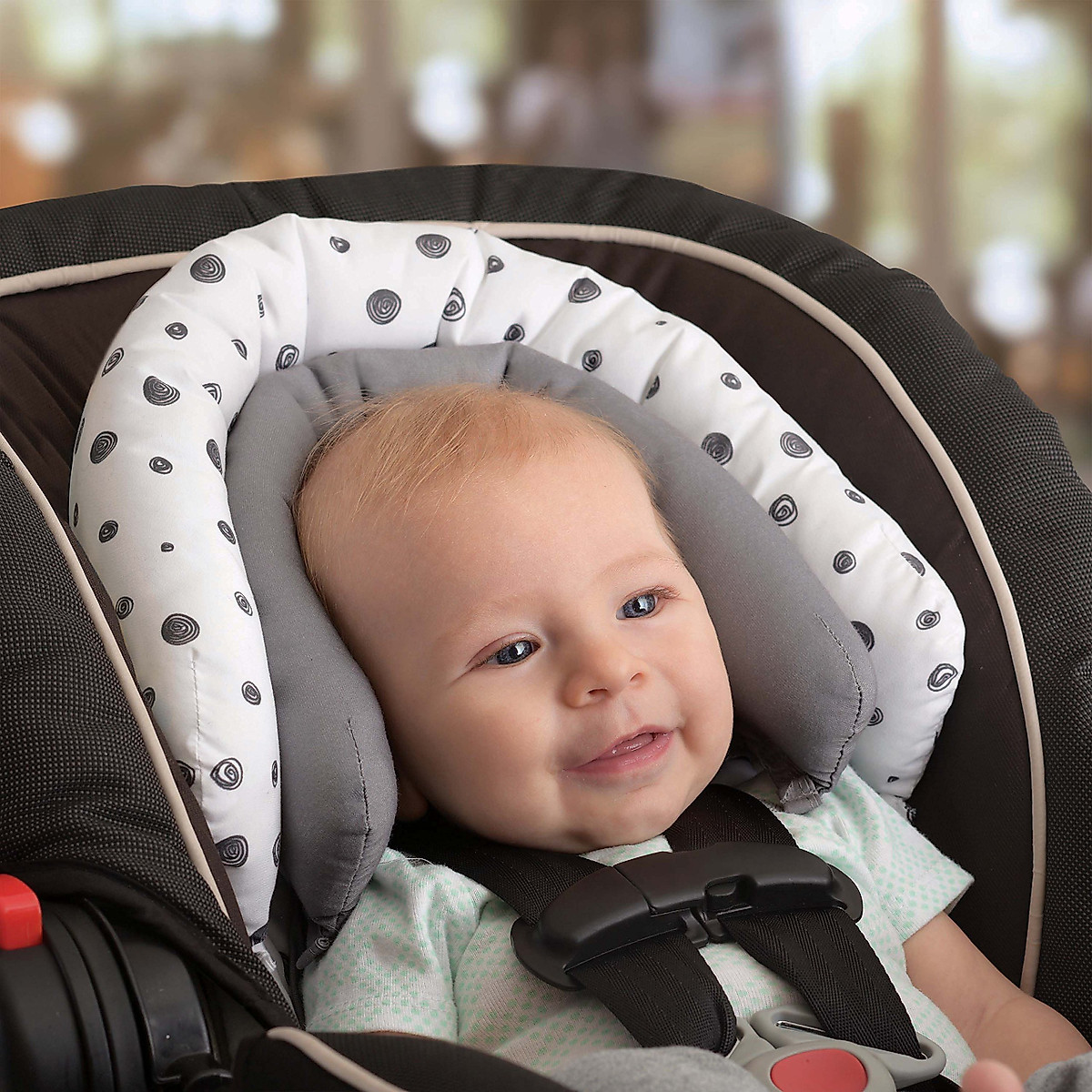 Travel Bug Baby & Toddler 2-in-1 Head Support Duo Head Support for Car Seats, Strollers & Bouncers (Grey/White)