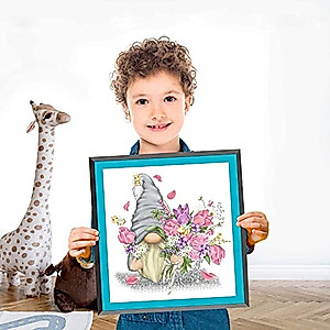 Gnome Flower Diamond Painting Kits,5D Diamond Painting Kits for Adults Kids DIY Diamond Art Kits Full Round Drill Diamond Dots Painting with Diamonds Gem Art and Crafts Gnome Home Decor 12X12inch