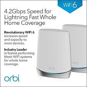 Netgear Netgear - Orbi AX4200 Tri-Band Mesh Wi-Fi 6 System (2-Pack) - White (Renewed)