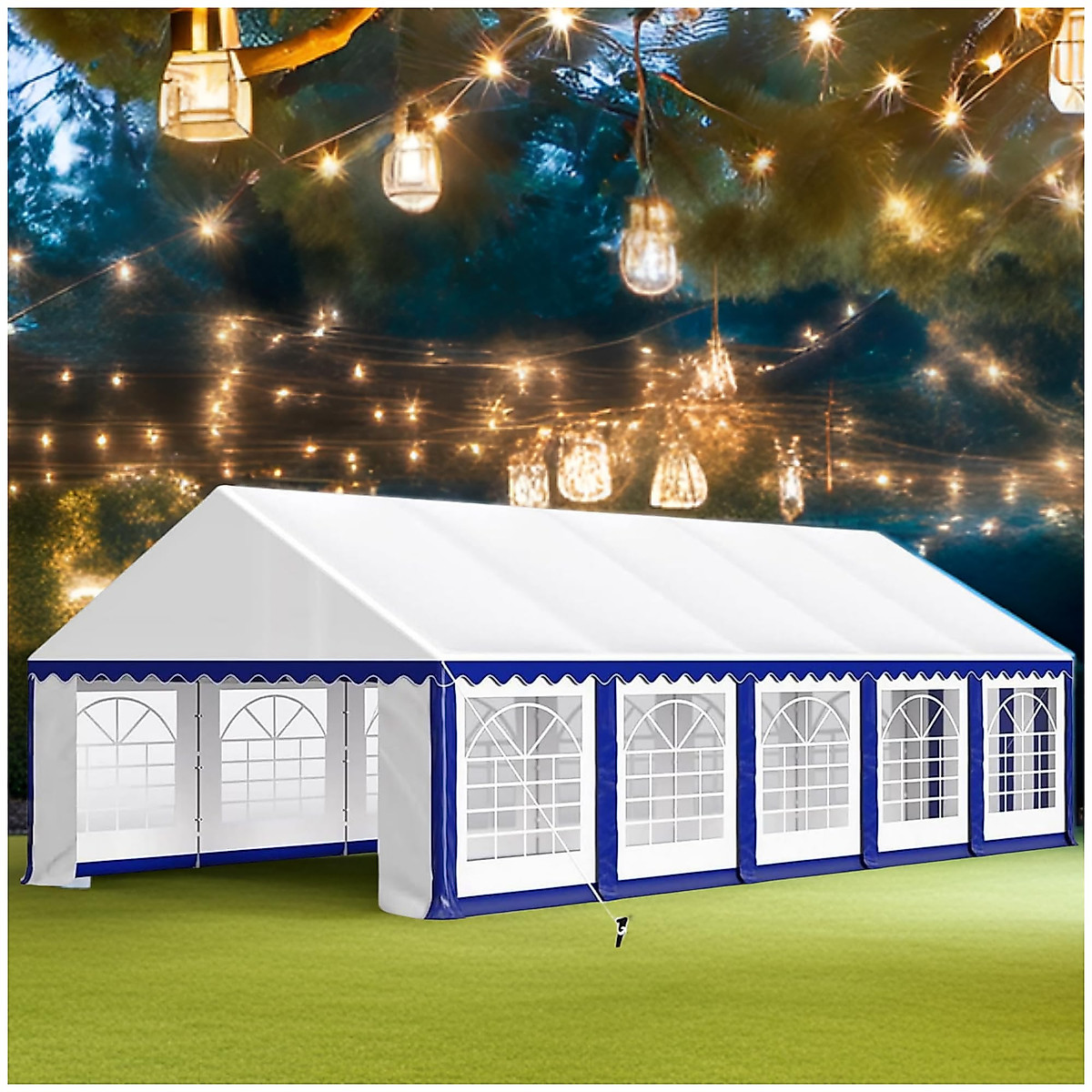 MFSTUDIO 16'x32' Party Tent, Outdoor Heavy Duty Party Tents with Removable Sidewalls, Large Canopy Tent Shelter for Outdoor Events Wedding Birthday, Blue