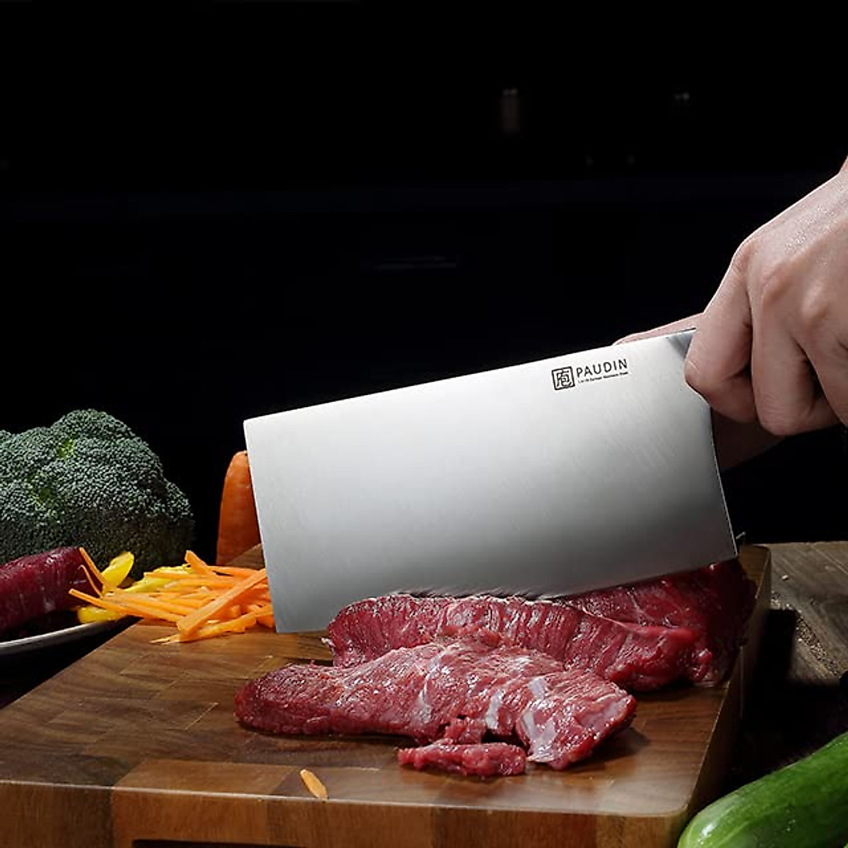 PAUDIN Cleaver Knife - 7 inch Meat Cleaver, High Carbon German Steel Heavy Duty Chinese Chef Knife with G10 Handle, Full Tang Butcher Knife