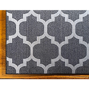 Unique Loom Trellis Collection Area Rug - Philadelphia (5' 1" x 8' Rectangle Black/Beige)