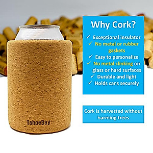 TahoeBay Cork Can Cooler Insulators (2-Pack) Laser Engraving and HTV Blanks for 12oz Beer, Soda, and Seltzer Water