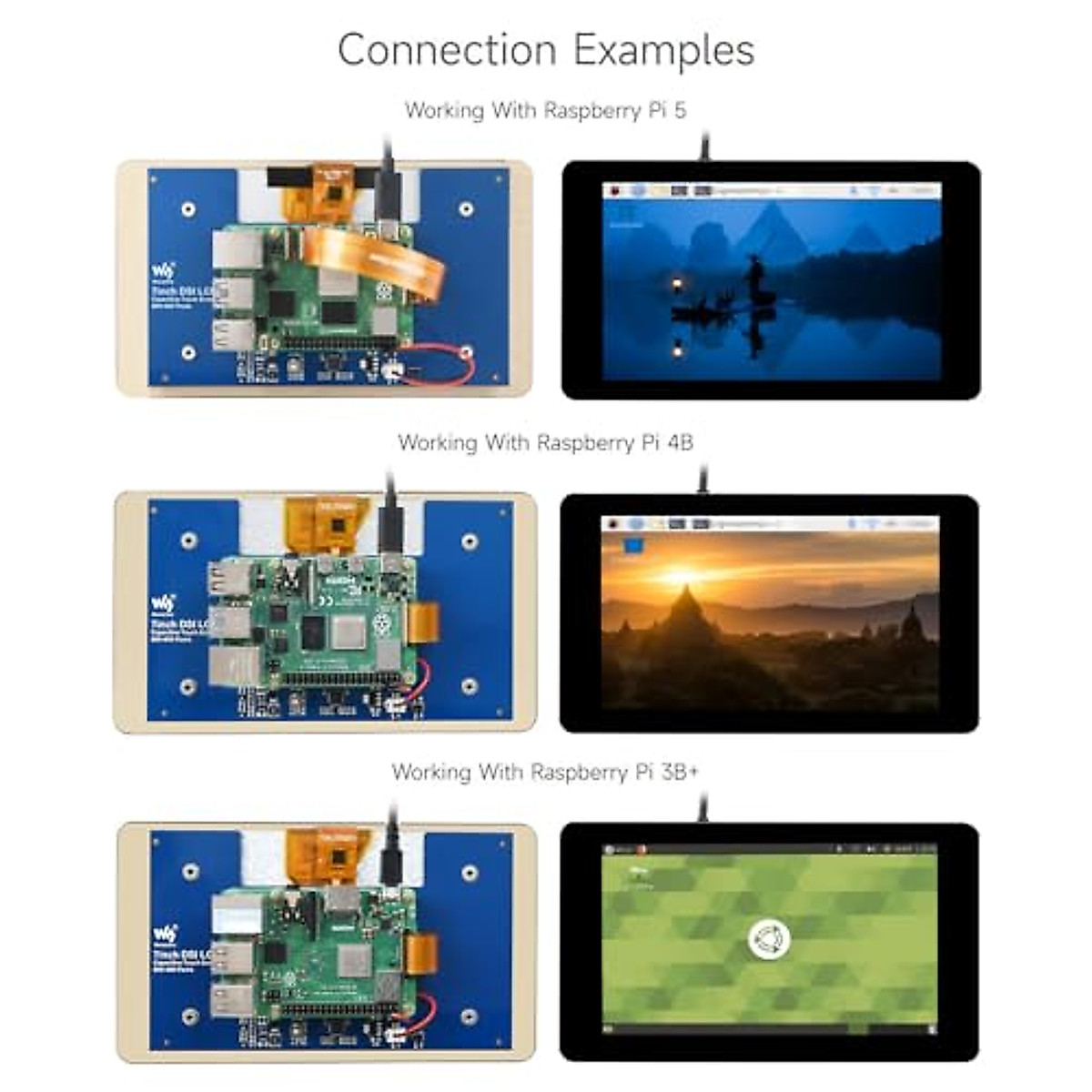 Waveshare 7inch Capacitive Touch Display, Compatible with Raspberry Pi 5/4B/3B/Zero/Zero W/Zero 2W/Pico/Pico W/Pico WH, 800×480, DSI Interface