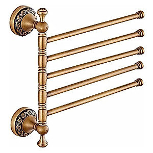 Towel BAR Rack Copper Folding Rotating Towel Bar, Wall Mount Antique Brass 3/4/5 Layer Activities Towel Bar,Hand Towel Holder Bathroom Accessory/4 Bathroom Hardware/4 (Color : 5)