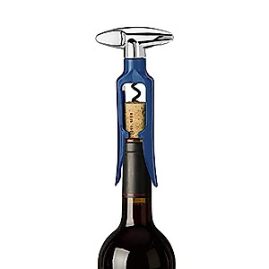 True Twister: Easy Corkscrew Turn Key Bar Accessory Wine Bottle Opener, Set of 1, Blue