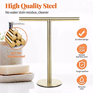 Bathroom Hand Towel Holder Stand，T-Shape Hand Towel Holder Stand SUS304 Stainless Steel for Bathroom，Kitchen or Vanity Countertop